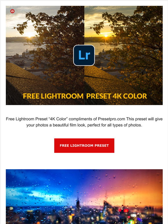 Presetpro: FREE Lightroom Preset - 4K Color | Milled