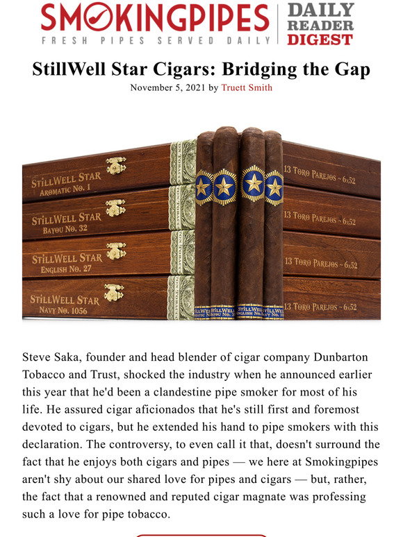 Smokingpipes: StillWell Star Cigars: Bridging the Gap | Daily Reader ...