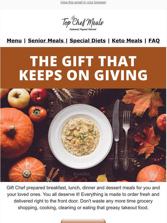 Top Chef Meals: Gift You & Your Loved Ones Chef Prepared Meals | Milled