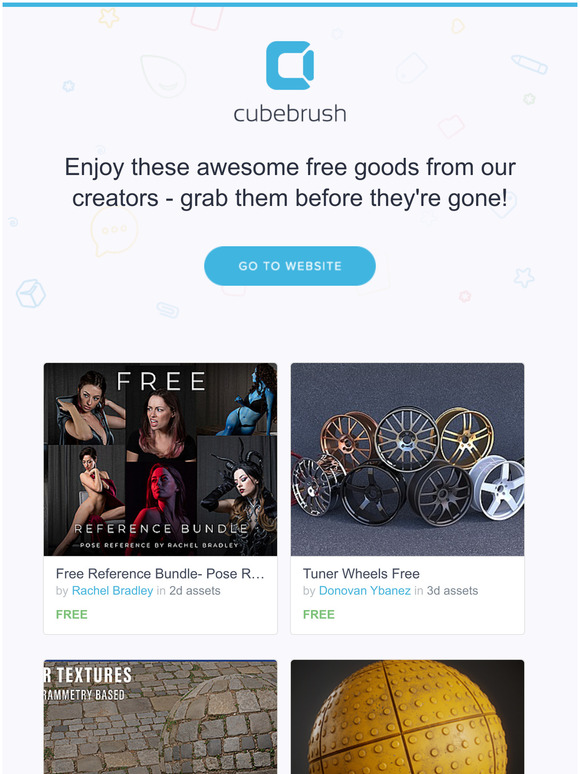 Cubebrush: Happy Tuesday! Here are your weekly freebies! | Milled