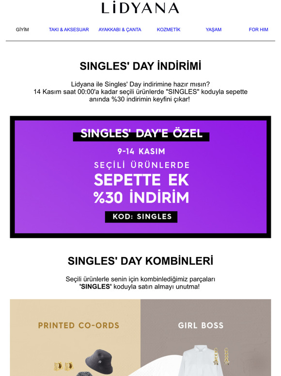 Lidyana: Singles' Day'e zel Sepette %30 ndirim | Milled