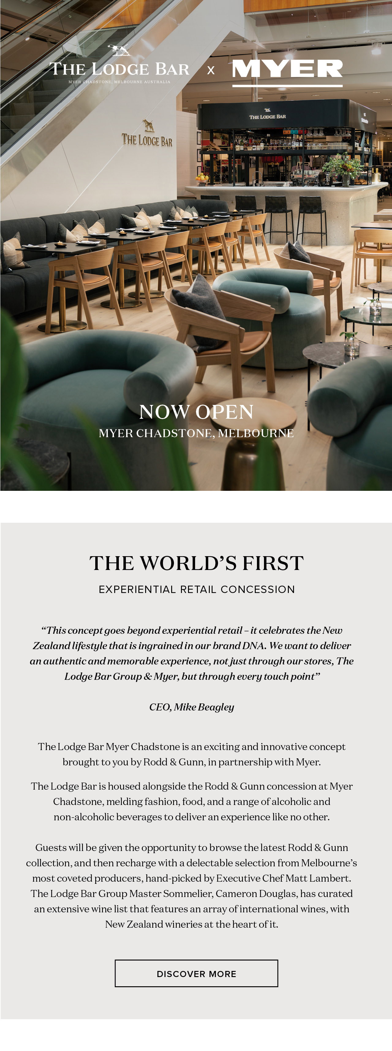 Rodd & Gunn: Now Open: The Lodge Bar Myer Chadstone | Milled