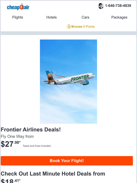CheapOair: Frontier Airlines Deals: Fly from $27.98! | Milled