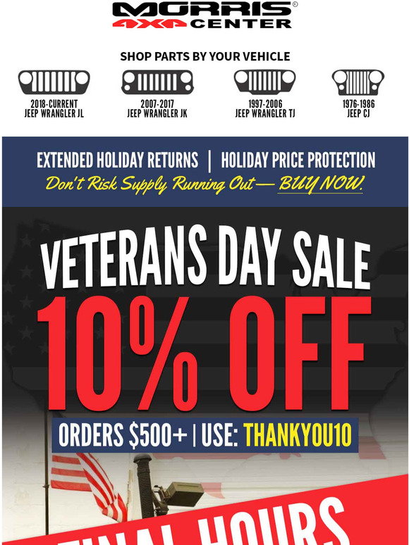 Morris 4x4 Center: LAST CHANCE 10% Off Items In Your Cart | Milled