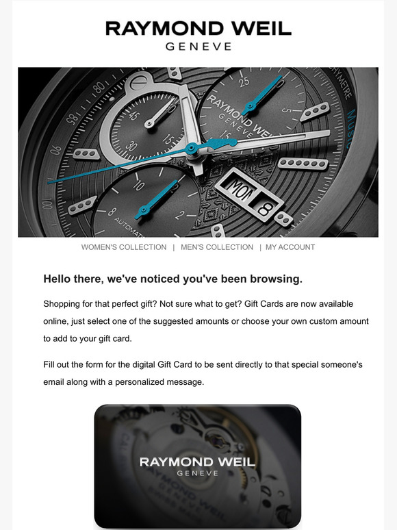 Raymond Weil: Gift Cards are now available on RAYMOND WEIL USA! | Milled