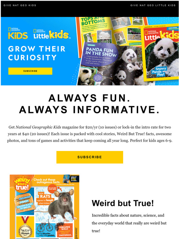 National Geographic: Grow their curiosity with Nat Geo Kids (10 issues ...