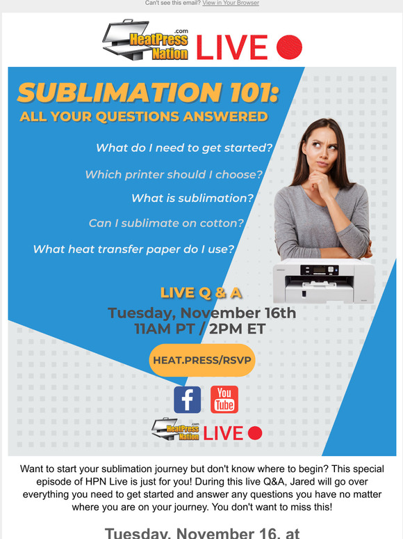 Heat Press Nation: Sublimation 101: All Your Questions Answered - Live Q&A! | Milled