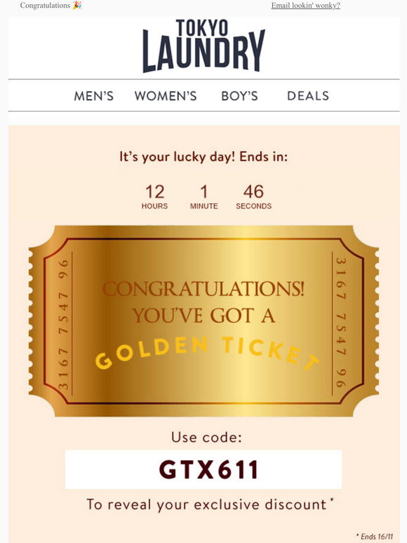 Tokyo Laundry: Youve unlocked a Golden Ticket | Milled