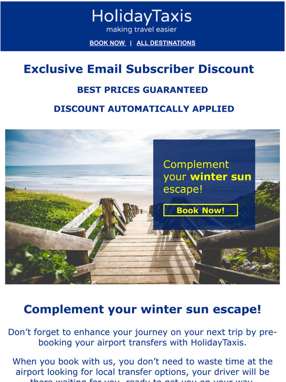 Holiday Taxis: Complement your winter sun escape! | Savings inside ...