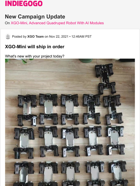Indiegogo: Update #2 from XGO-Mini, Advanced Quadruped Robot With AI ...