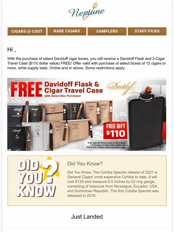 Neptune Cigar: Davidoff Flask and Cigar Travel Case Free with Box ...