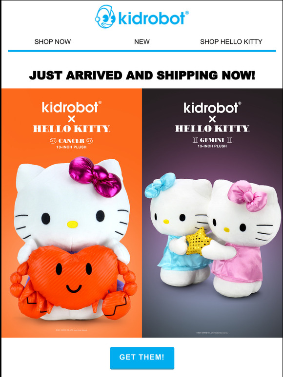 KIDROBOT INC.: Get your Hello Kitty Cancer & Gemini Zodiac plush ...