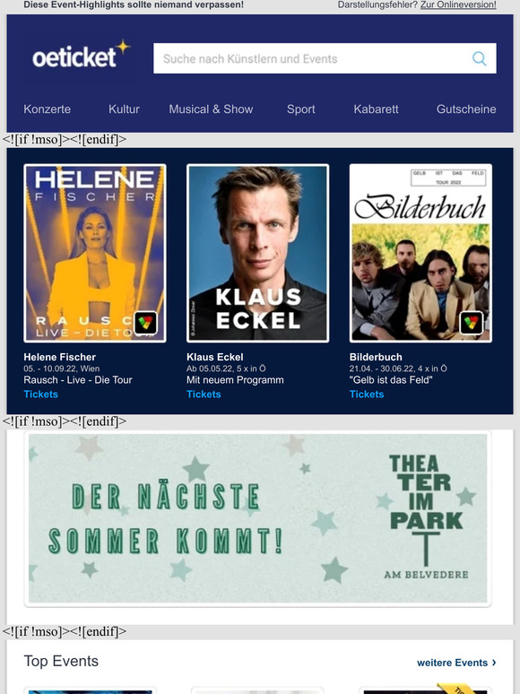 oeticket: Helene Fischer | Klaus Eckel | Bilderbuch | uvm. | Milled