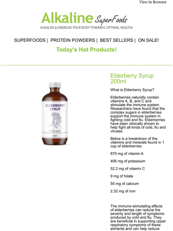 Alkaline Superfoods: We think you'll love: Elderberry Syrup 200ml and ...