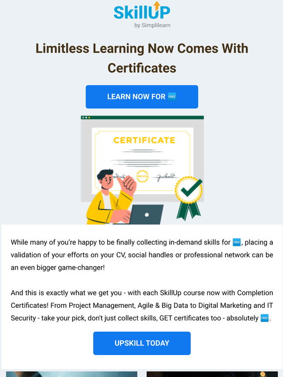 Simplilearn: Certificates At 0 Cost: Learn Limitless | Milled