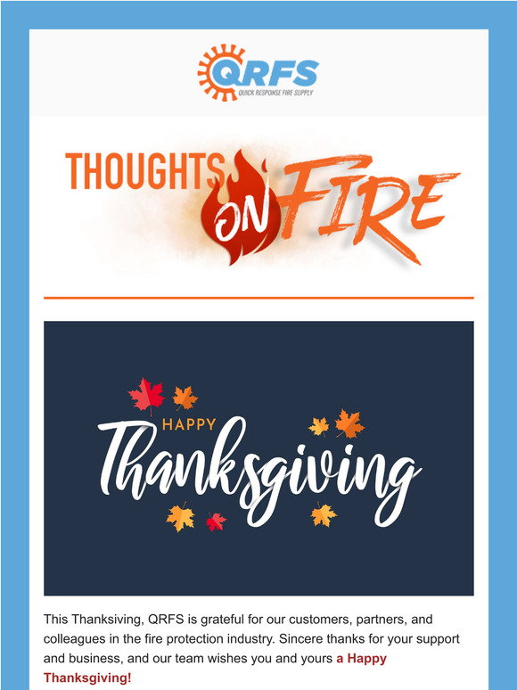 Quick Response Fire Supply: Happy Thanksgiving from QRFS! | Milled