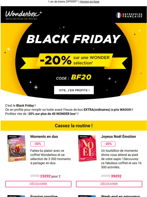 Wonderbox: BLACK FRIDAY -20% sur votre box ! | Milled