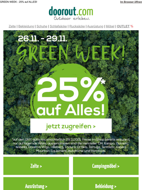 Doorout: GREEN WEEK - 25% auf ALLES! | Milled