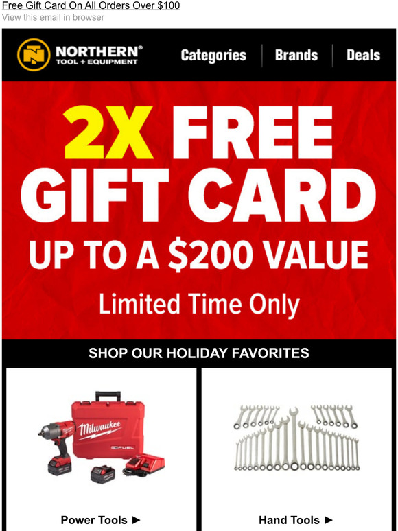 Northern Tool: FREE Gift Card Offer - Double the Value! | Milled
