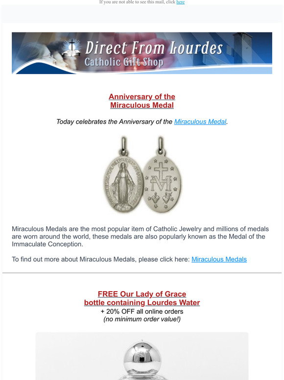 Catholic Gift Shop: Miraculous Medal Anniversary - 20% OFF + FREE ...