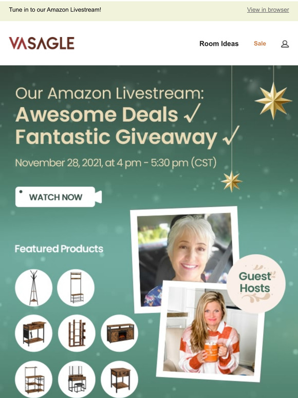 VASAGLE: Ready, Set, Go (Live)! Amazon Livestream with Giveaways! | Milled