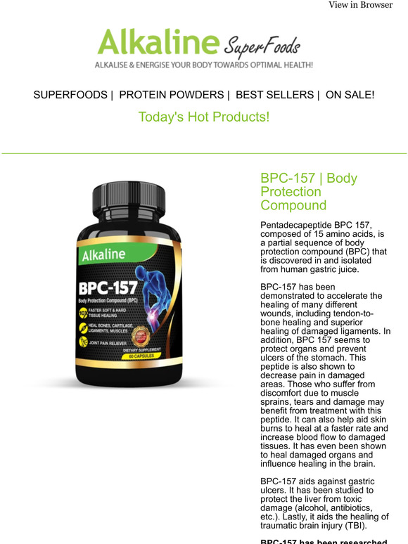 Alkaline Superfoods: We think you'll love: BPC-157 | Body Protection ...