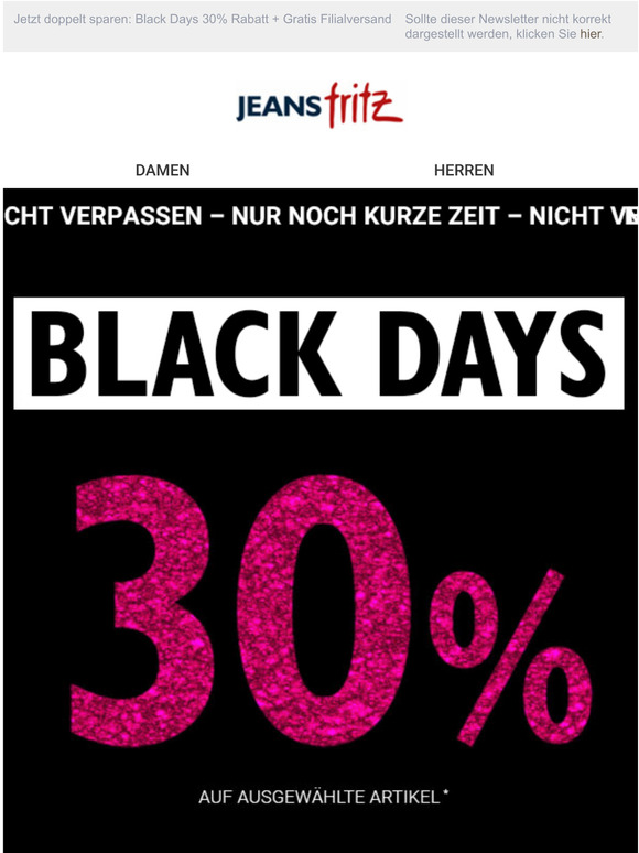 Jeans Fritz: 30% auf viele Styles: nicht mehr lange der Countdown luft | Milled