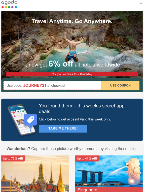 Agoda: Heres your mid-week coupon, but you have to use it soon! | Milled