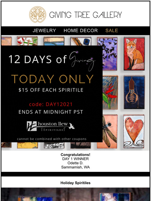The Giving Tree Gallery: $15 Off All Houston Llew Spiritiles + Winner ...