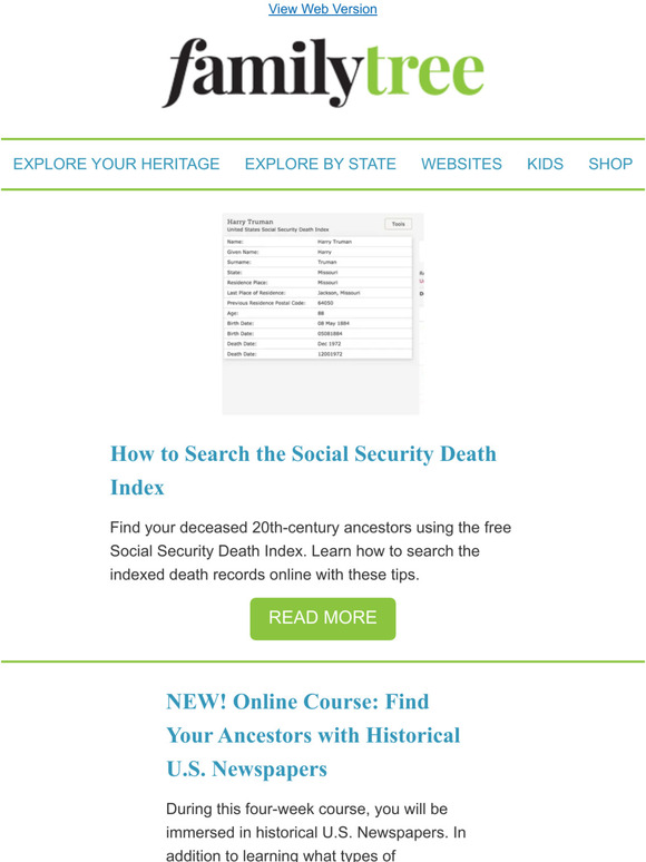 Family Tree Magazine: How to Use Social Security Records, Death Records ...