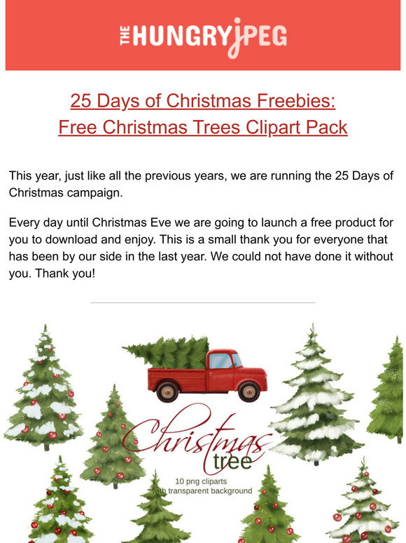 The Hungry JPEG: Free Christmas Trees Clipart Pack - 25 Days of ...