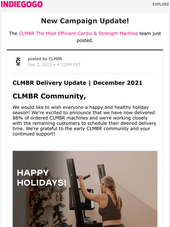 Indiegogo: Update #21 from CLMBR The Most Efficient Cardio & Strength ...
