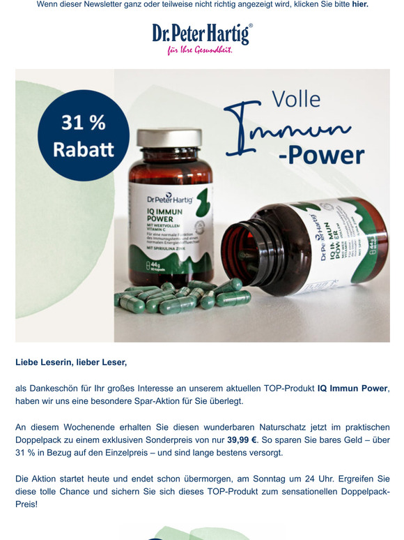 Dr. Peter Hartig: Volle Immun-Power jetzt im gnstigen Doppelpack | Milled