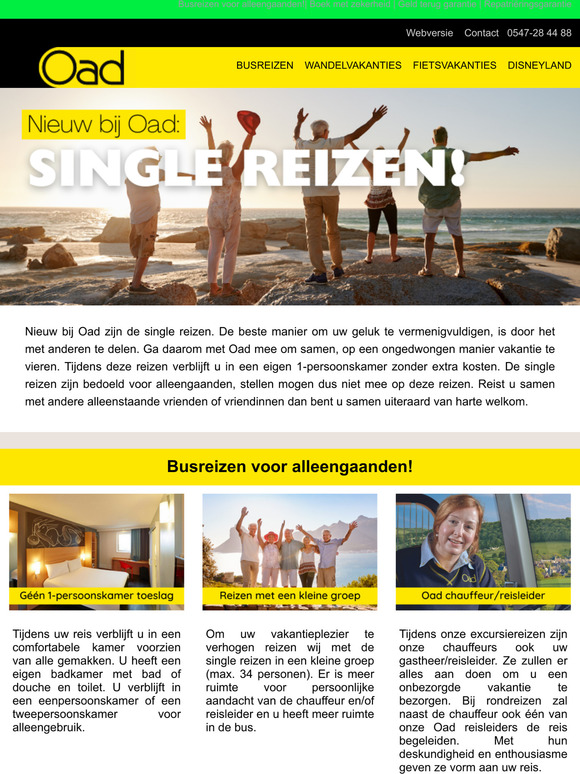 Oad: Nieuw bij Oad: Zomer single reizen! | Milled