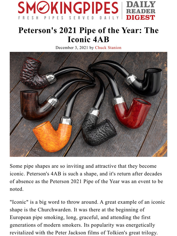 Smokingpipes: Peterson's 2021 Pipe of the Year: The Iconic 4AB | Daily ...