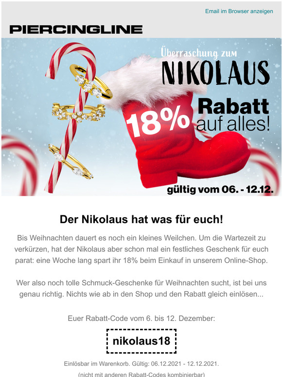 piercingline: Unsere Nikolaus-berraschung: 18% auf alles! | Milled