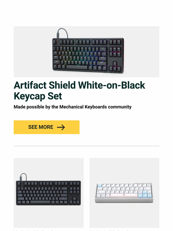 Drop: Artifact Shield White-on-Black Keycap Set, Artifact Shield Purple ...