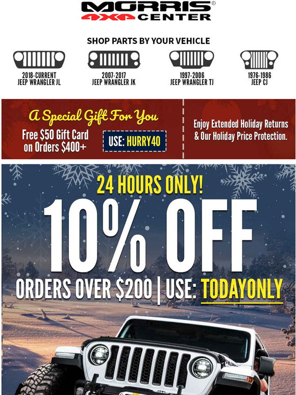 Morris 4x4 Center: 24HRS ONLY: 10% Off $200 | Milled