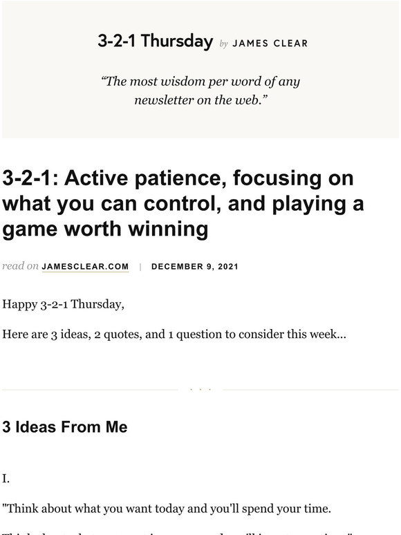 Passive Panda Products: 3-2-1: Active patience, focusing on what you ...