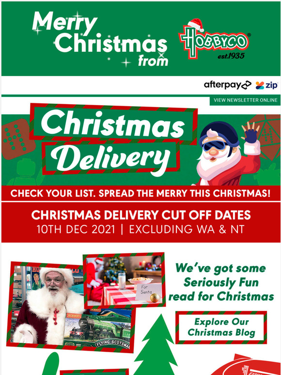 Hobbyco: Hi everyone, Quick Reminder on Christmas Delivery: LEGO ...