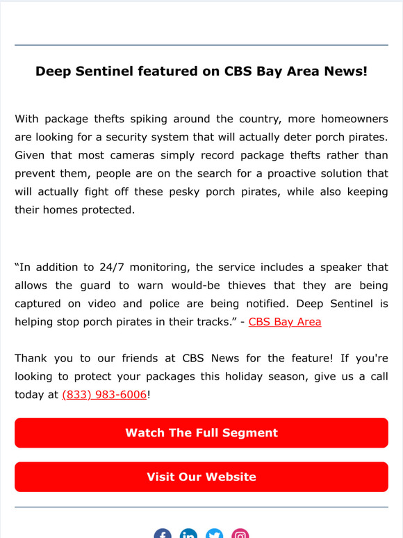 Deep Sentinel: Deep Sentinel featured on CBS News! | Milled