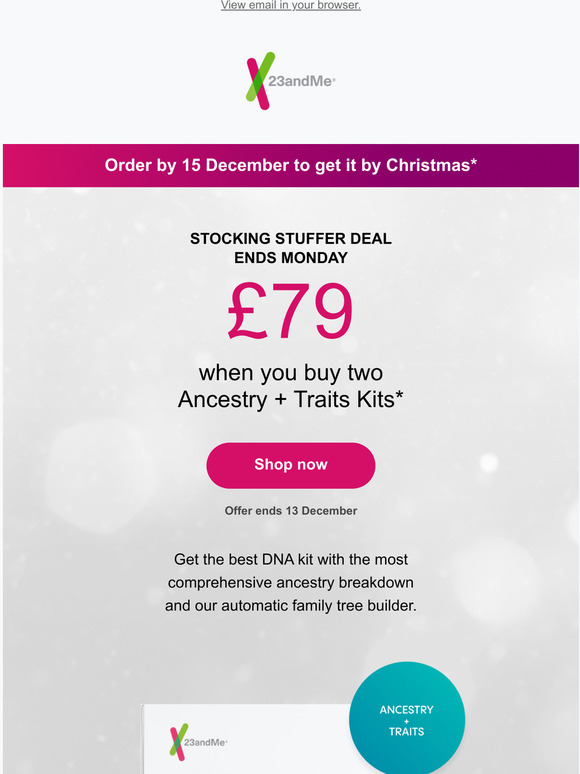 23andMe: 3 days only: 79 for 2 Ancestry + Traits Kits | Milled