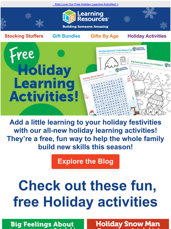 Learning Resources: Free Holiday Learning Activities for You! | Milled
