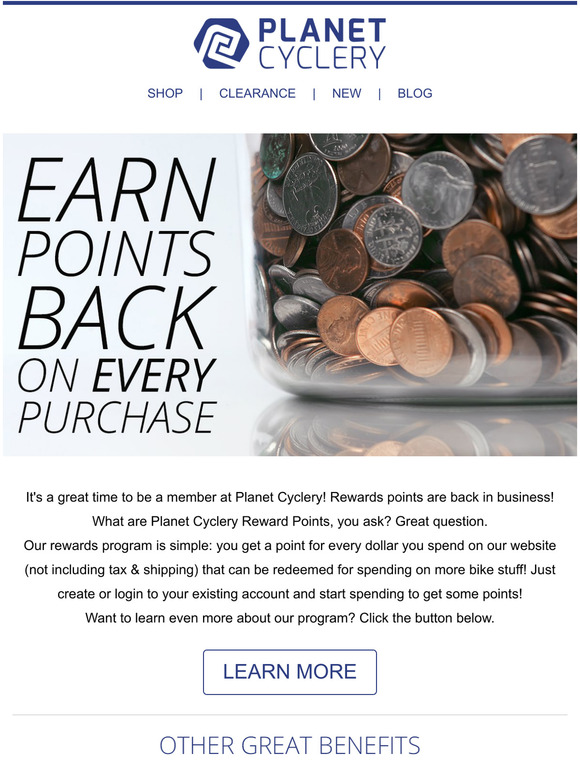 Planet Cyclery: Rewards Points Are Back! | Milled
