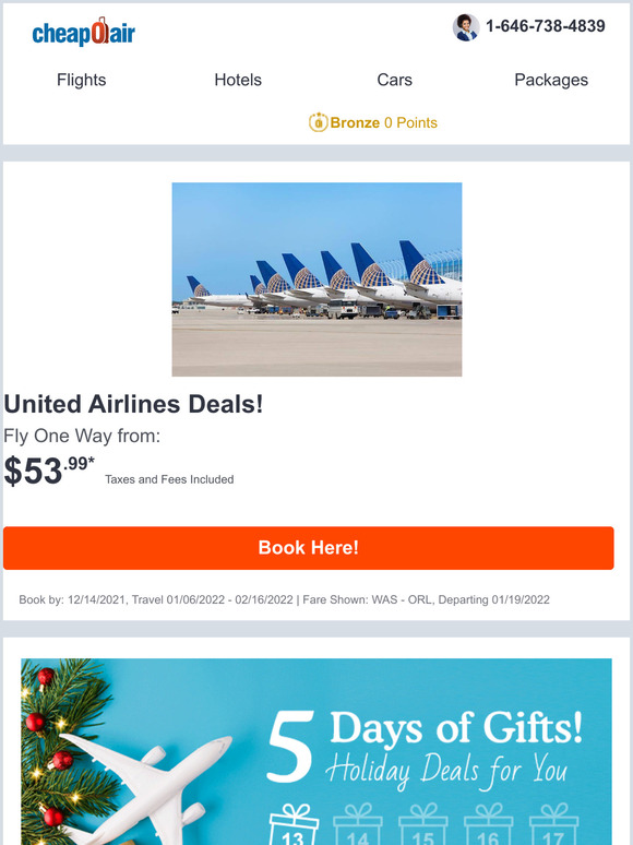CheapOair: United Airlines Deals: Fly from $53.99 | Milled