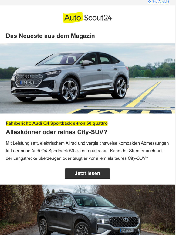 AutoScout24 ES: Audi Q4 Sportback e-tron 50 quattro + Hyundai Santa Fe ...