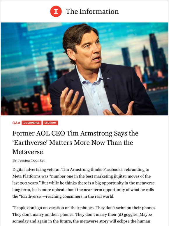 The Information: Former AOL CEO Tim Armstrong Says the Earthverse ...