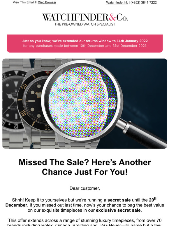 Watchfinder France: Shhh! Our Secret Sale Isnt For Everyone... | Milled