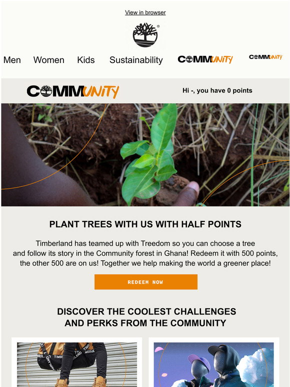 Timberland: Plant a tree with half points | Milled