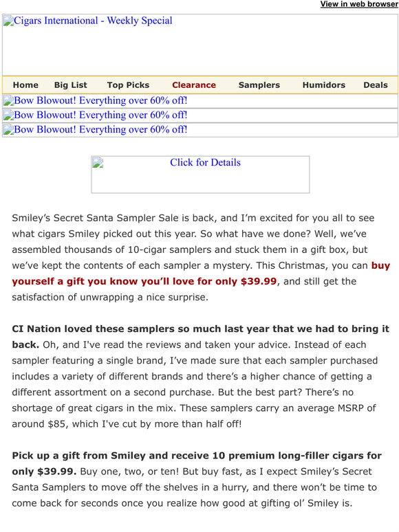 Cigars International: Secret Santa Samplers are BACK! | Milled
